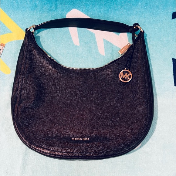 Michael Kors | Bags | Michael Kors Lydia Lg Black Pebbled Leather Hobo ...